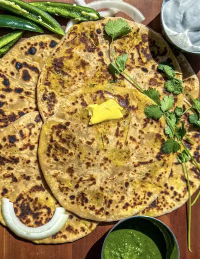 Cheesy Aloo Paratha (Cheesy Potato Stuffed Flatbread) - My Spice Pantry